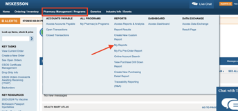 How to export invoice data from McKesson Connect